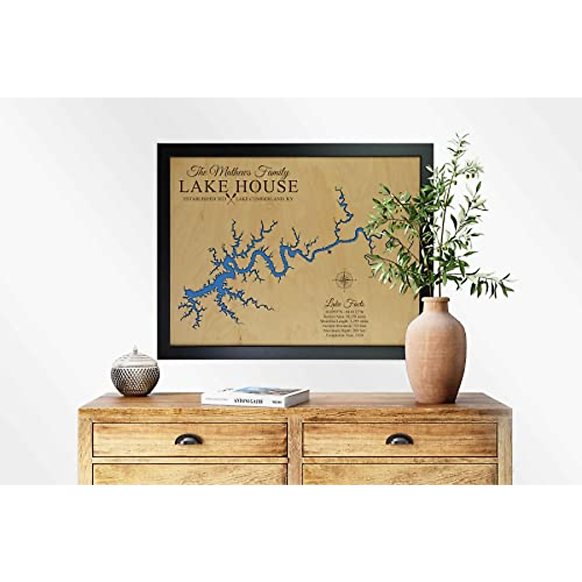 Personalized House Decor Wood Lake Map of Any Lake - Customized Handmade Gifts for Lake House Wall Decor