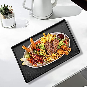 22 x 18 Inches Extra Large Solid Wood Serving Tray Tea Coffee Table Tray Snack Food Meals Serving Plate Kitchen Party Bar Server Breakfast Tray with Raised Edges Black Ottoman Tray Rectangle