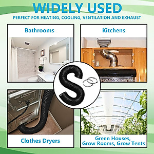 Funmit Dryer Vent Hose Kit - 4 In Diameter by 10 Ft Length - with 2 Stainless Steel Worm Clamp - Flexible Universal Aluminum Foil Non-Insulated - Silver