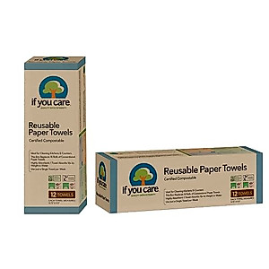 If You Care Reusable Paper Towels– 12 CT Sheets – 100% Natural, Compostable Cleaning Cloths for Kitchen, Bathroom, Home Countertop Surfaces – Extra Absorbent, Eco Friendly