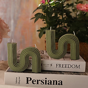 Aesthetic Green Twisted Candles Cool S Shaped Candles Scented Home Decorative Candles for Home Office Trendy Room Bookshelf Shelf Minimalist Decor Candles