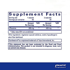 Pure Encapsulations L-Theanine | Amino Acid Supplement for Relaxation* | 60 Capsules