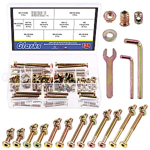 Glarks 138Pcs M6 Baby Bed Crib Screws Hardware Replacement Kit, M6x25/35/45/55/65/75/85MM Hex Socket Cap Screws with Nuts Washers and Tools for Chair Table Cabinets Furniture