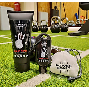 Power Beast Liquid Chalk Combo 200 + 50 ML + Chalk Ball 2.2 oz. Liquid Sports Chalk, Professional Hand Grip for Gym, Weightlifting, Rock Climbing, Gymnastics, Crossfit, Powerlifting, Pole Dance.