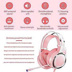Abbcoert Wired Gaming Headset for PS5 Console and Playstation 5,Surround Sound Bass PC Headphones with Mic for Xbox One/Phone/Laptop Tablet Gamer