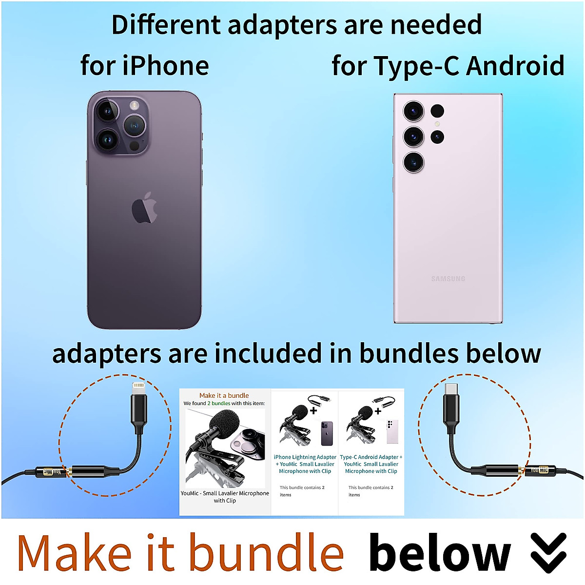 YouMic - Small Lavalier Microphone with Clip - Lav Lapel Mic for Camera Phone iPhone iOS Android PC Laptop Video Recording - Noise Cancelling 3.5mm Jack