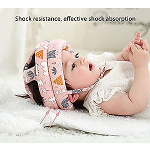 Baby Infant Toddler Helmet No Bumps Safety Head Cushion Bumper Bonnet, Adjustable Protective Cap Child Safety Headguard Hat for Running Walking Crawling (Pink Forest)