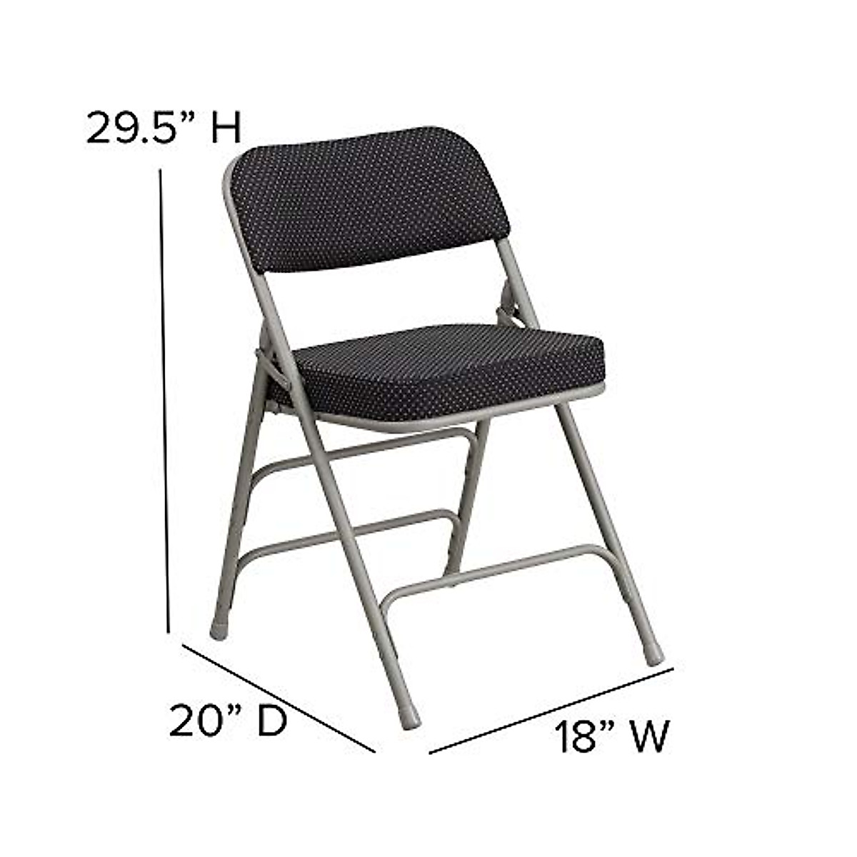 Flash Furniture 4 Pack HERCULES Series Premium Curved Triple Braced & Double Hinged Black Pin-Dot Fabric Metal Folding Chair