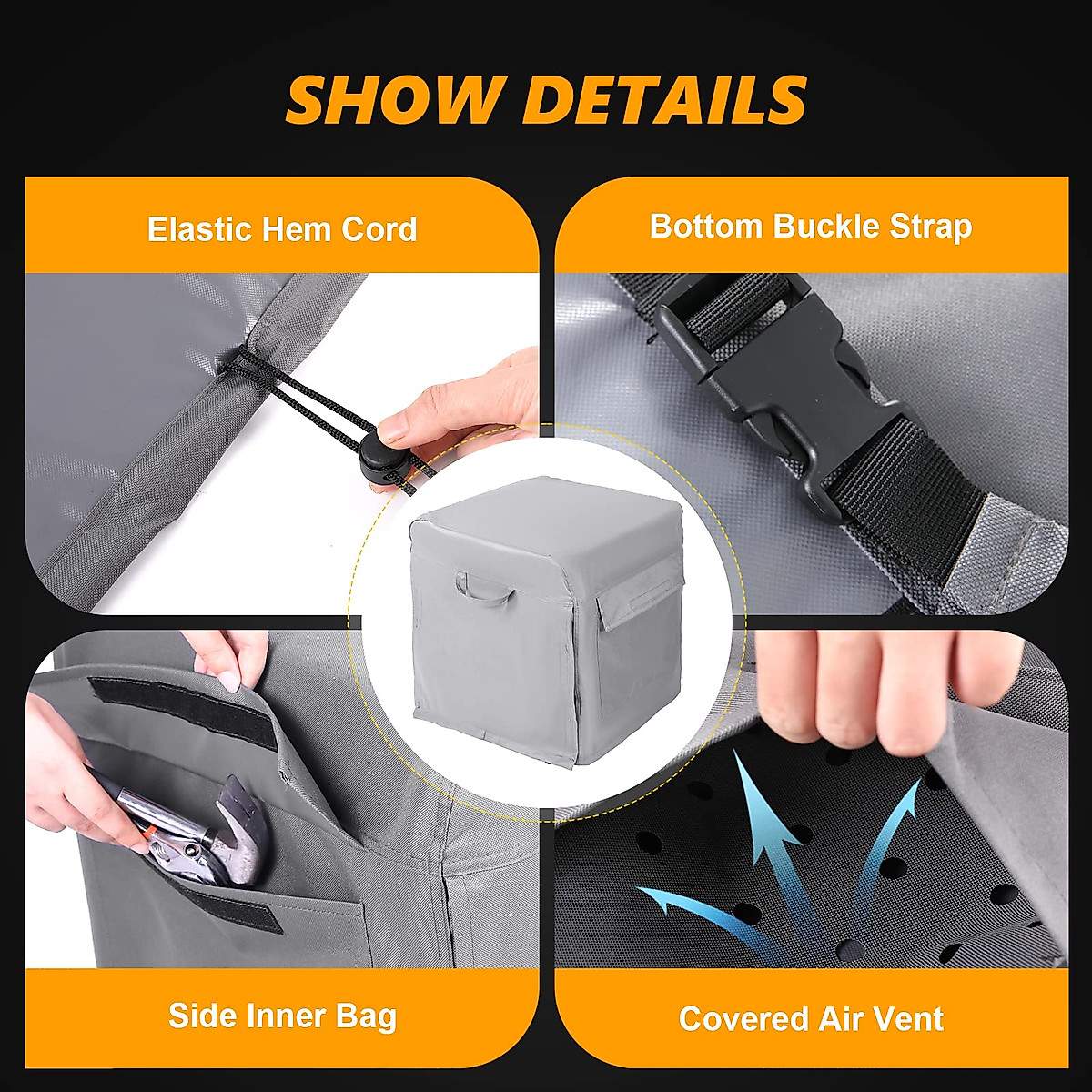 Discover Patios Generator Cover Thicken Heavy Duty Waterproof 600D Polyester,Snow/UV/Wind Proof Generator Cover,38”Lx28”Wx30”H,Gray (38*28*30)