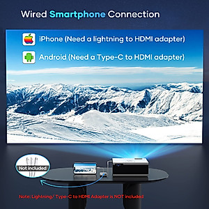 VACASSO Movie Projector Indoor, 1080P Supported Video Projector Home TV Projector Compatible with TV Stick Smartphone HDMI USB AV for Home Cinema & Outdoor Movies