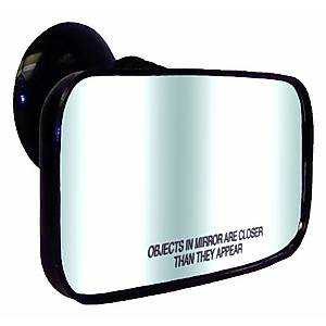 CIPA 11050 Suction Cup Rearview Mirror, Black, 8" W x 4" H