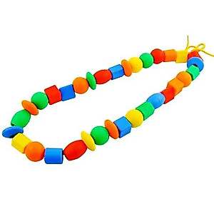 Lacing Beads for Toddlers (60 Stringing Beads,4 Strings) -Educational Montessori Preschool Activities,Toddler Sensory Occupational Therapy Toys Autism OT (with Storage Bag)