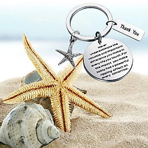 BAUNA Starfish Keychain Never Underestimate The Valuable And Important Difference You Make Social Worker Thank You Gift Volunteers Jewelry (Starfish Keychain)