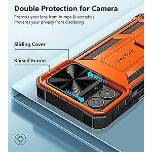 FNTCASE for Moto G Stylus-5G-2023 Case: Military Grade Drop Protection Cell Phone Cover with Kickstand & Slide | Rugged Shockproof Protective Bumper Textured | Heavy Duty Protector(Orange)