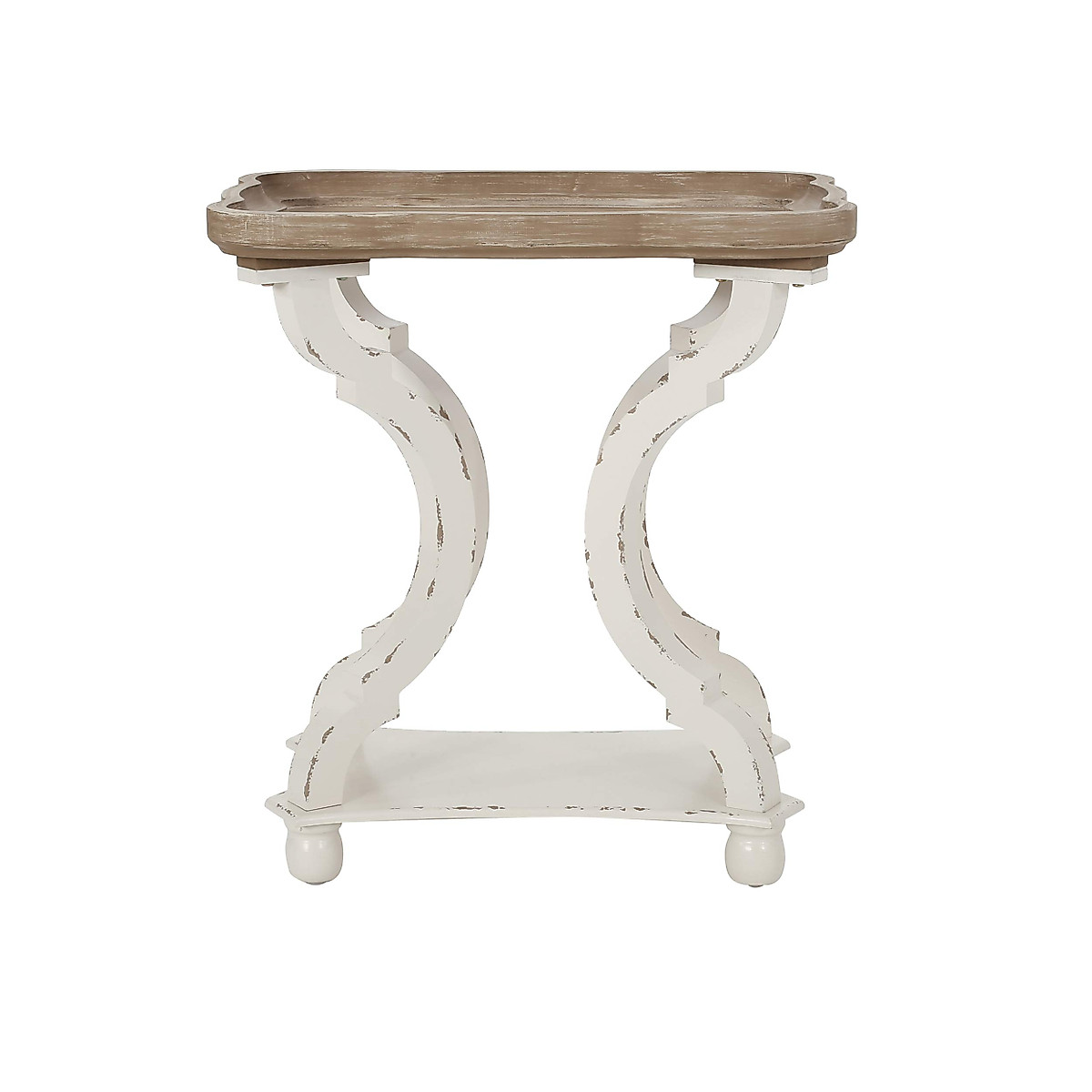 Christopher Knight Home Esther French Country Accent Table with Rectangular Top, Natural + Distressed White
