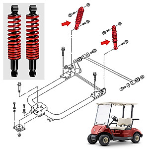 Yamaha Heavy Duty Rear Shock Absorber with Spring for G29 Drive, G22, G20, G19, G16 and G14 Gas and Electric Golf Cart OEM JN4-F2210-00,JN3-F2210-00,Extended Length 14"