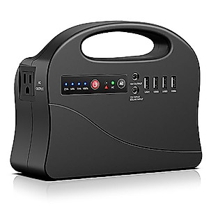 EnginStar Portable Power Station 120Wh Solar Generator 32000mAh Power Bank Rechargeable Lithium Battery Pack w/ 110V 100W AC, DC, 4 USB Ports 6 Output Charger Station LED Light for Camping Emergency