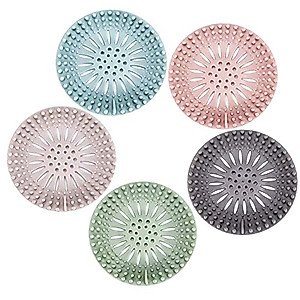 Emoly Silicone Hair Catcher Shower Drain Covers, Easy to Install and Clean Suit，Universal Rubber Sink Strainerfor Bathroom Bathtub and Kitchen (5 Pack)