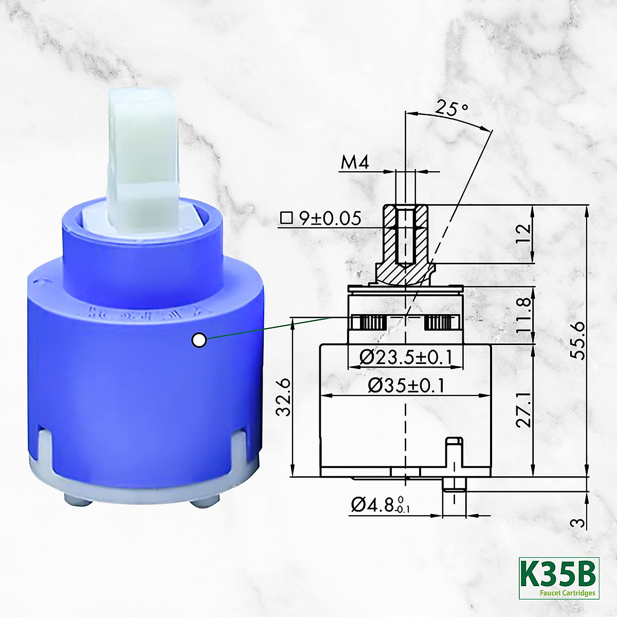 K35A Faucet Cartridge, Replacement Cartridge Compatible with La Torre, Gerber, Danze & Moen, Single Lever Shower Tub Repair, Tub Faucet Cartridges, Kitchen & Bathroom Faucet Cartridge Replacement