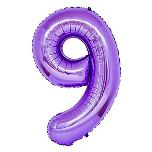 40 Inch Purple Number 9 Balloons With Crown, 9th Birthday Decorations for Girls, Giant Number 9 Birthday Balloons. (Purple 9)
