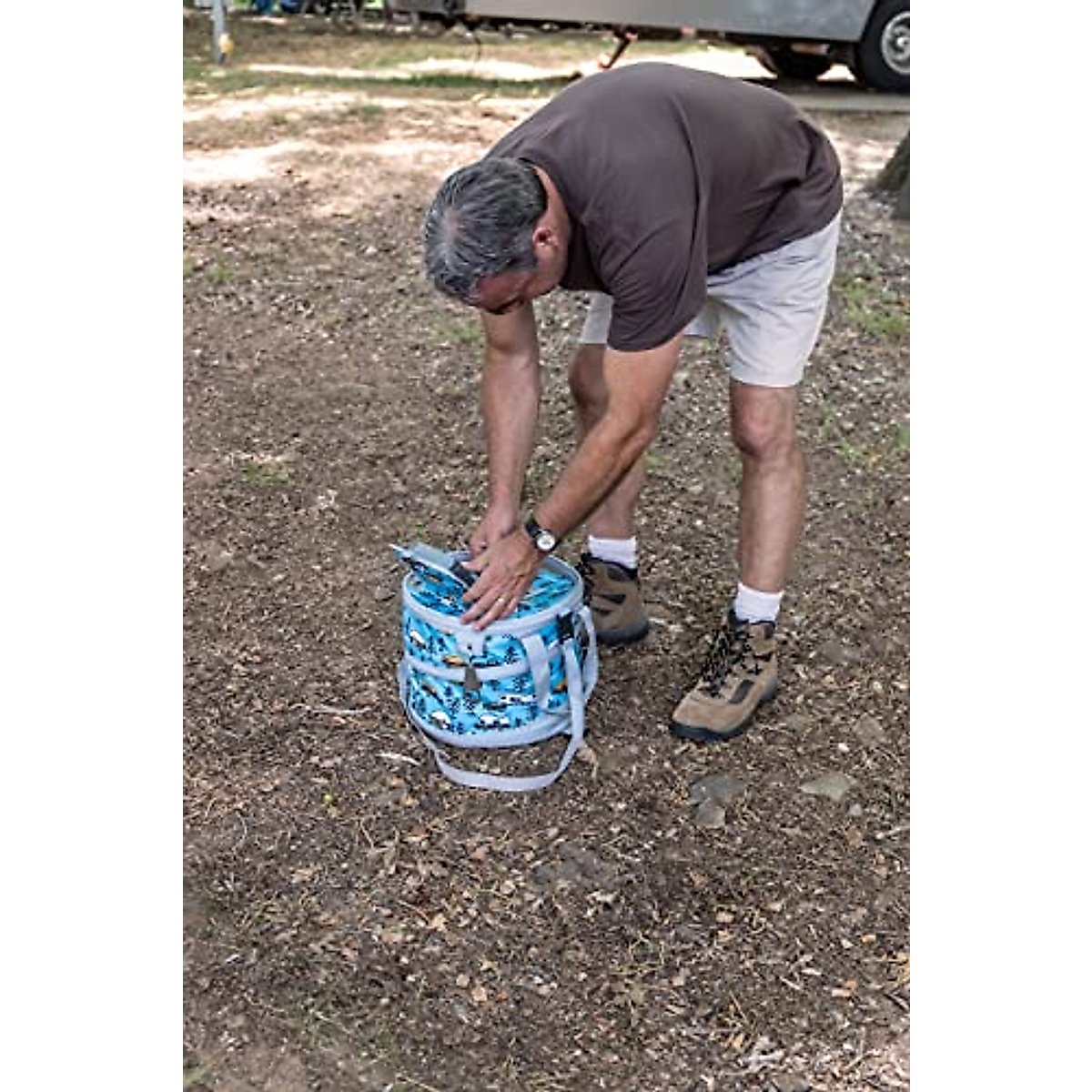 Camco Life is Better at The Campsite Pop-Up Cooler, Sketch Design | Features a Water-Resistant Interior and Built-in Bottle Opener | Holds Up to a 12-Pack of Bottled or Canned Drinks (53417)