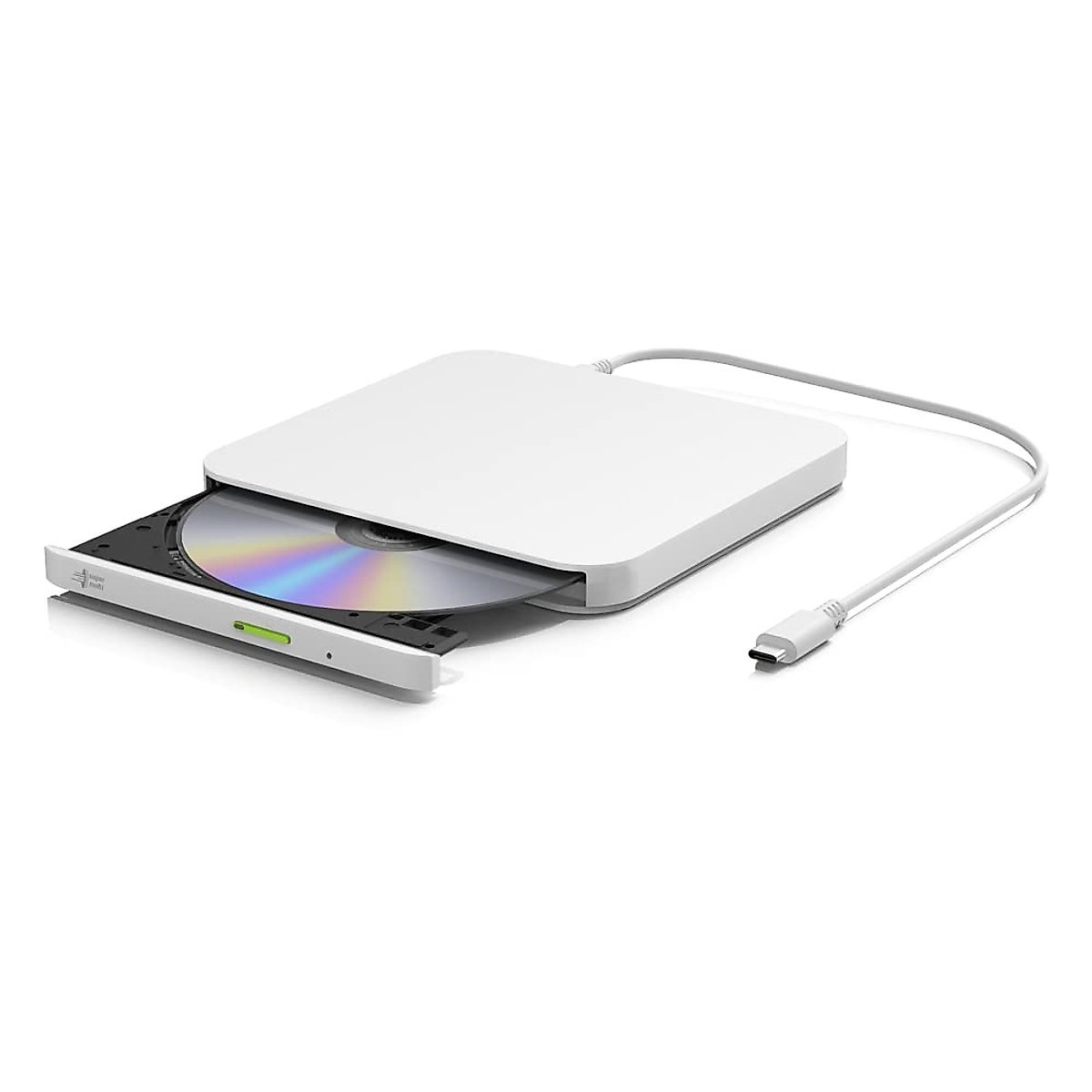 Hitachi LG External CD/DVD Drive | Portable Player Burner for Laptop, PC, Smartphone | USB Type-C | Multi OS (Window, Mac, Android, Fire) (White)