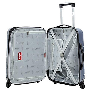 Wrangler Smart Luggage Set with Cup Holder and USB Port, Navy Blue, 20-Inch Carry-On