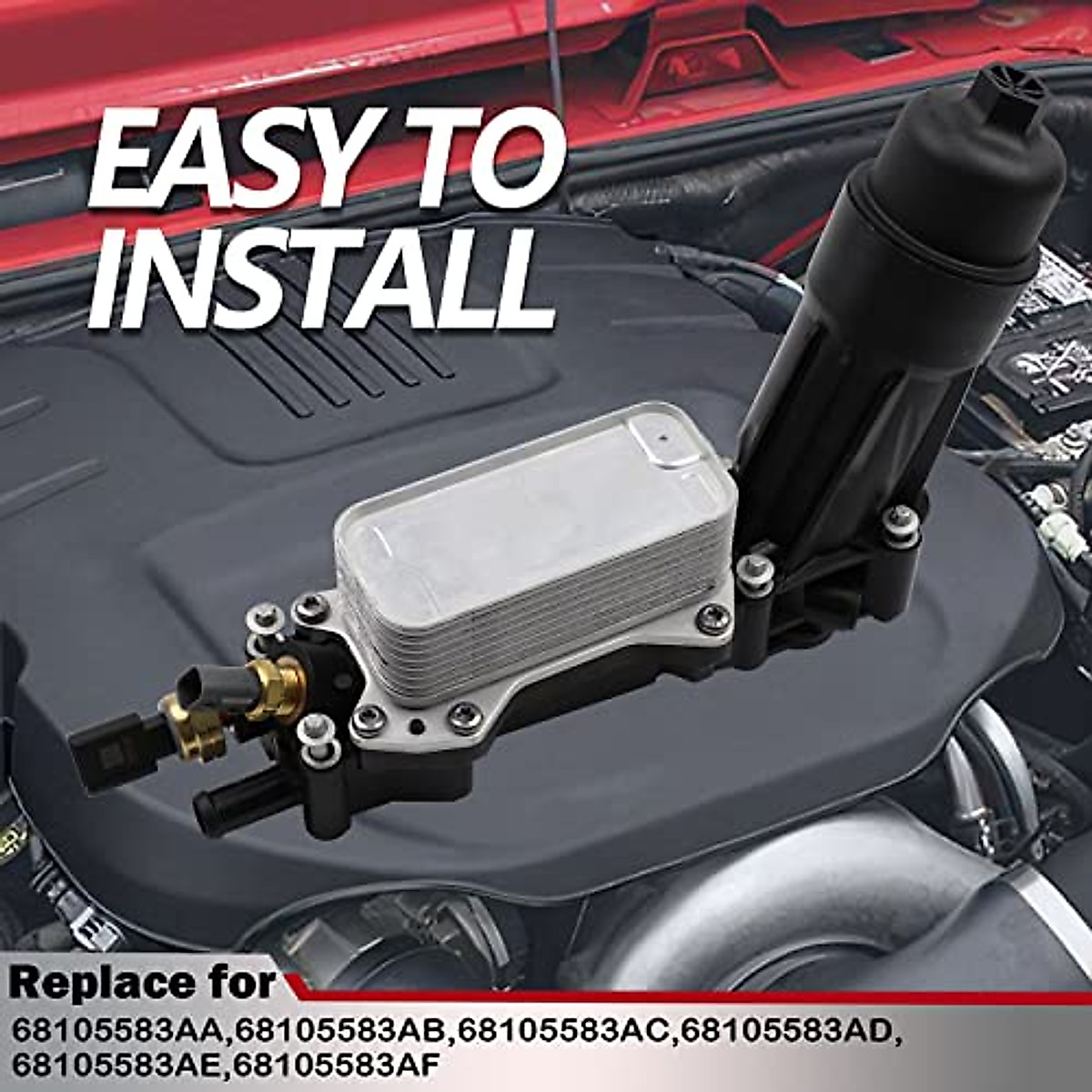 B.ZSSY Oil Filter Housing Adapter Engine Oil Cooler Assembly for 2014-2017 Jeep Wrangler Grand Cherokee Dodge Charger Journey Challenger Ram Chrysler 200 300 3.6L V6 for 68105583AF 68105583AE