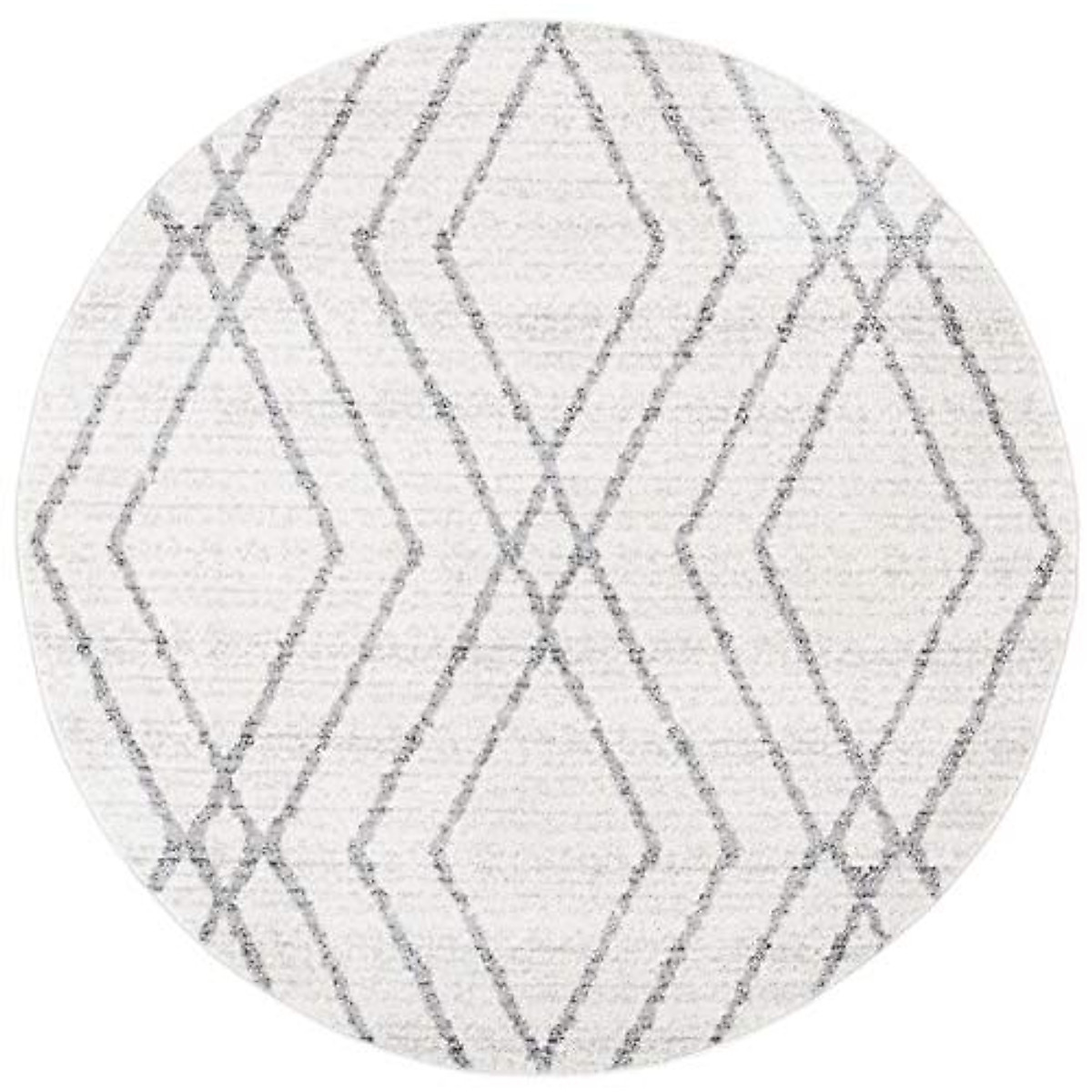 SAFAVIEH Adirondack Collection 6' Round Ivory/Grey ADR162A Modern Moroccan Non-Shedding Dining Room Entryway Foyer Living Room Bedroom Area Rug