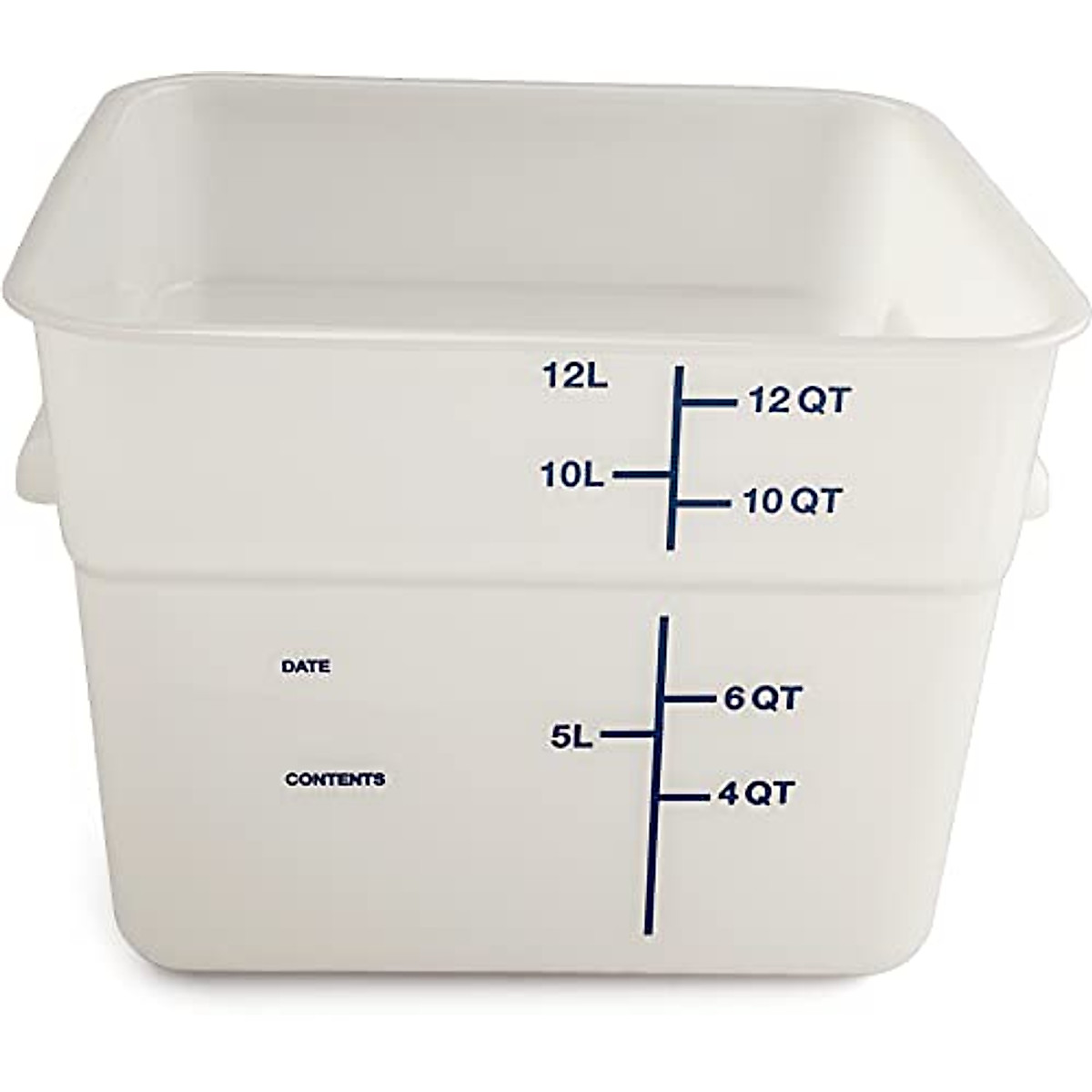 Carlisle FoodService Products Squares Square Food Storage Container with Stackable Design for Catering, Buffets, Restaurants, Plastic, 12 Quarts, White