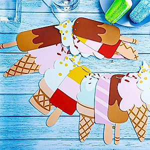 Leinuosen 2 Pack Ice Cream Bar Banner Ice Cream Banner Ice Cream Party Garland for School Summer Kid Birthday Party Decoration