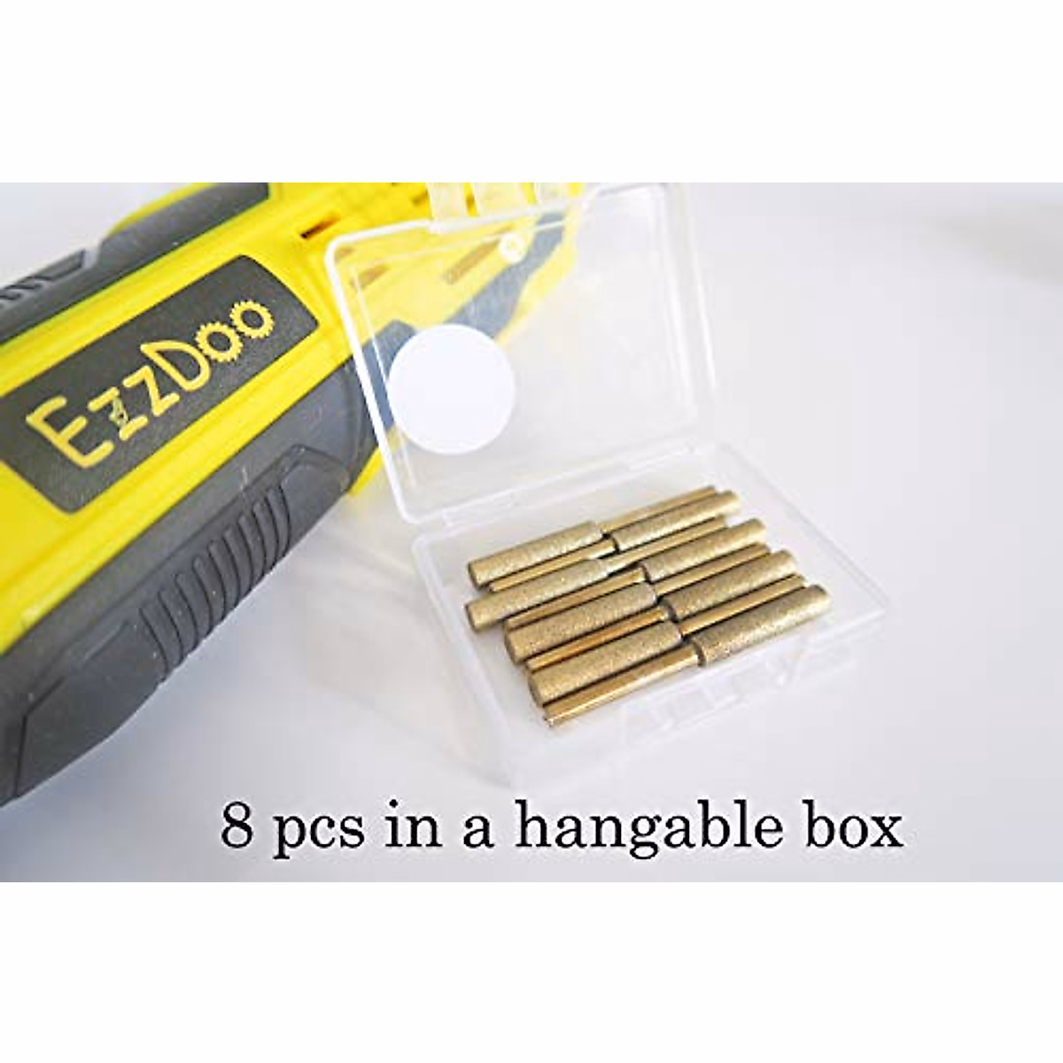 EzzDoo Bits Titanium Plated Diamond Sharpening Wheels - High Hardness 5/32 chainsaw files for Electric Chainsaw Sharpener. 8 pcs.(5/32'', 4.0mm)