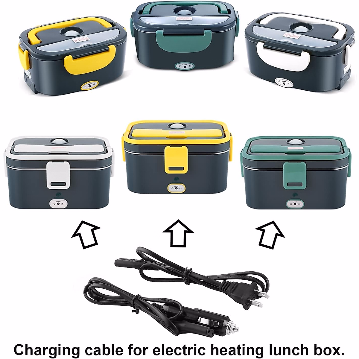 Andmenow 12/24V/Car Use, 110V Home/Office Use Portable Electric Heating Bento Box Power Cable/Electric Lunch Box Power Cord