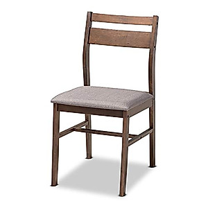 Baxton Studio Lovy Modern and Contemporary Gray Fabric Upholstered Dark Walnut-Finished 5-Piece Wood Dining Set