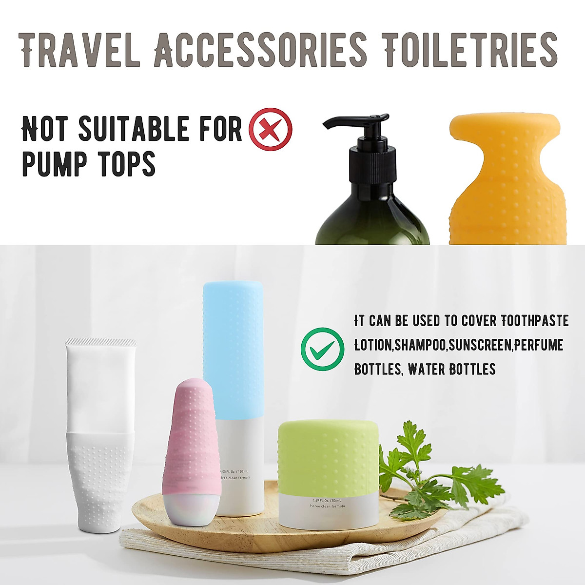 YUBIRD 6 PCS Silicone Travel Sleeves for Toiletries, Toiletry Sleeves for Leak Proofing, Leak Proof Sleeves for Travel Bottles, Travel Size Toiletries, Cruise Must Haves for Women Men