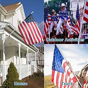 LAKEROD Flag Pole Kit with 3x5 American Flag Outdoor - 5ft Tangle Free Metal Flagpole with Holder Bracket & Embroidered US Flags - Heavy Duty for Outside House Porch Garage Boat Truck Jeep - White
