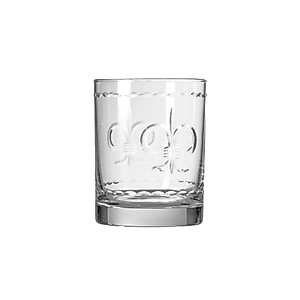 Rolf Glass Fleur De Lis Double Old Fashioned Glass 13 ounce - Whiskey Glass – Lead-Free Glass Tumbler - Etched Whiskey Tumbler Glasses – Proudly Made in the USA (Set of 4)