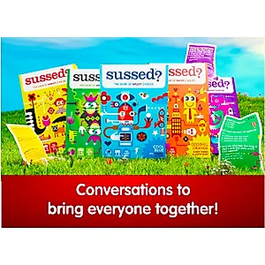 SUSSED The Game of Wacky Choices - Travel Games & Social Card Game for Kids & Adults - Conversation Cards for Camping & Road Trips - Wild Green Deck