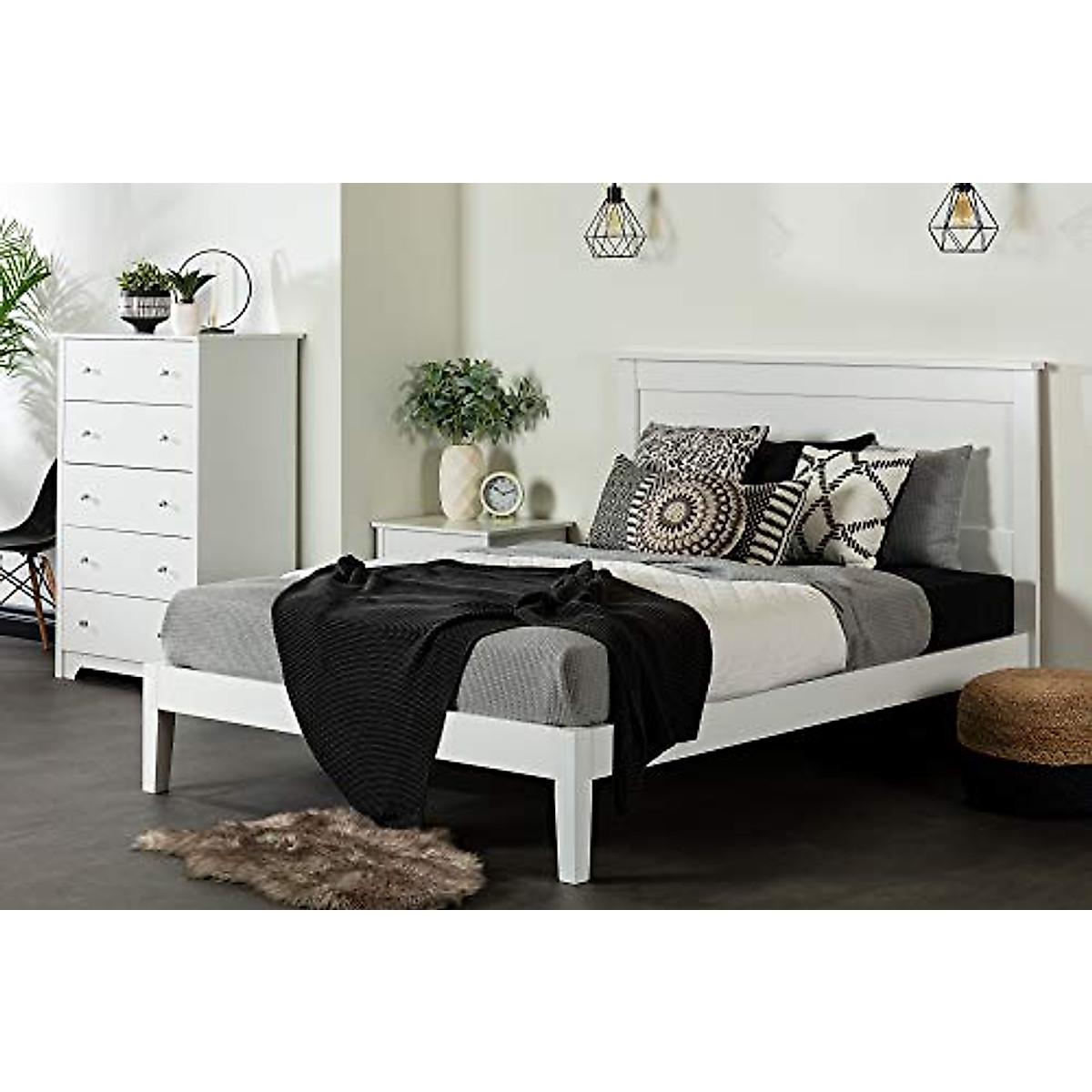 South Shore Vito Platform Bed-Full-White