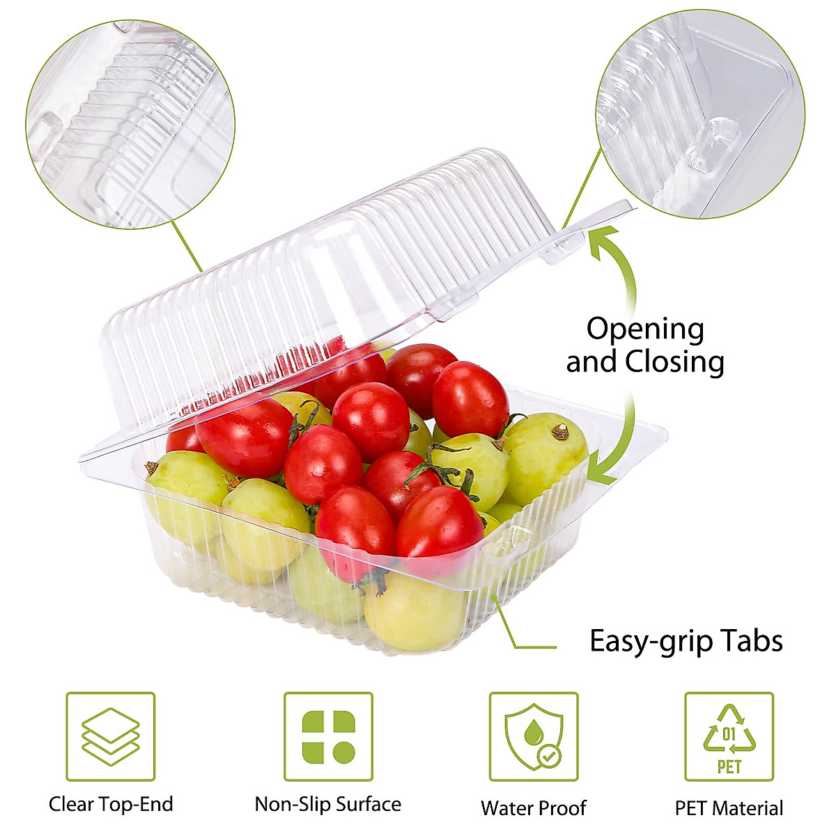 Moretoes Clamshell Take Out Containers, 120pcs 5in Plastic Cake Slice Container with Clear Lids, Disposable Food Clamshell Boxes for Sandwiches Hamburger Cake, Dessert, Salads, Pasta