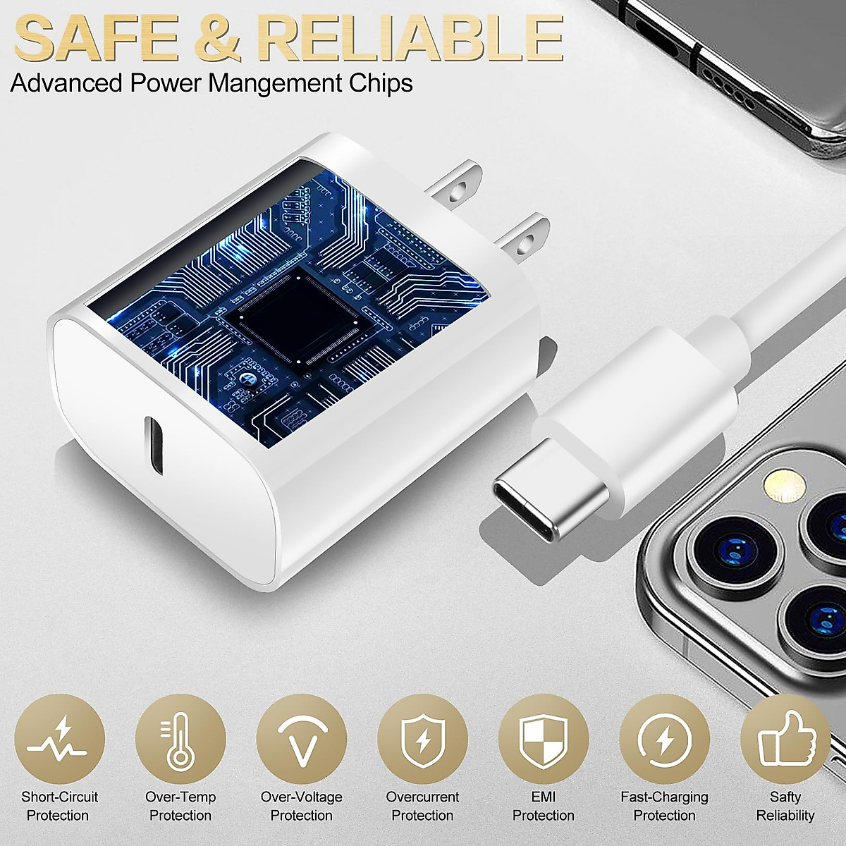 ULTRAPROLINK 3Pack 10FT iPhone Charger, Fast Charging USB C to Lightning Cable, Compatible with iPhone 14/13/12/11/XS/XR/iPad Pro/Air and More