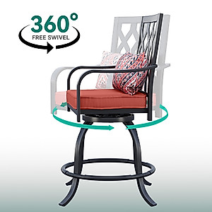 YITAHOME Metal Outdoor Bar Stools Set of 2, Heavy Duty Patio Bar Stools w/Max Bearing 352 Lbs, E-Coated Outdoor Swivel Bar Stools w/Cushion & Pillow for All Weather Patio Deck Poolside, Black