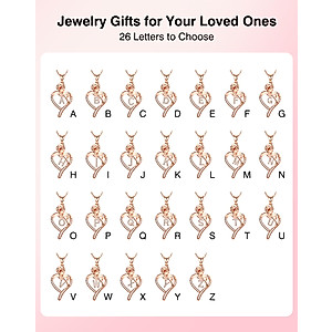 PAITAIN Rose Heart Initial Necklace for Women Necklace for Wife Girlfriend Mom Jewelry for Women-B