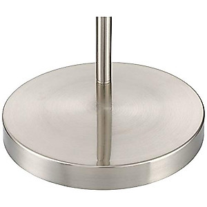 360 Lighting Cora Modern Arched Task Floor Lamp Standing 72" Tall Brushed Nickel Silver Off White Linen Fabric Drum Shade for Living Room Reading House Bedroom Home Decor