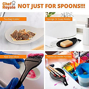 Chef Royale Silicone Spoon Rest (Set of 3) Black, Gray & Light Gray | Heat Resistant & BPA-Free Kitchen Utensil Holder | Clean Spoon Holder for Stove Top | Cooking Spoon Holder For Kitchen Counter