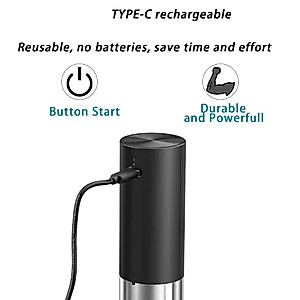 Electric Wine Opener, Automatic Electric Wine Bottle Corkscrew Opener with Foil Cutter, Rechargeable (Stainless Steel)