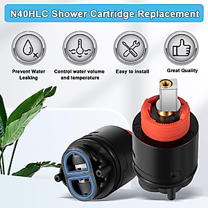 N40HLC Shower Cartridge Replacements, for RK7300-CART-3P and HL-40 Shower Cartridge, Type F, 40 mm Shower Cartridge Compatible with Temp-Gard III Series Single Handle Tub and Shower Faucets Valve