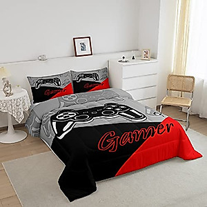 Feelyou Gamer Comforter Set for Boys Teens Gaming Bedding Set Video Game Contoller Home Decor for Kids Down Alternative Comforter Twin Size 2 Pieces 1 Comforter with 1 Pillowcase