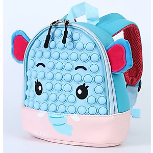 Pop It Lightweight Elephant School Backpack For Kids, Fidget Backpack for Kids, Kindergarten and Elemantary School (Blue)