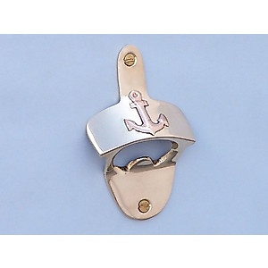 Solid Brass Wall Mounted Nautical Bottle Opener with Anchor by GSM